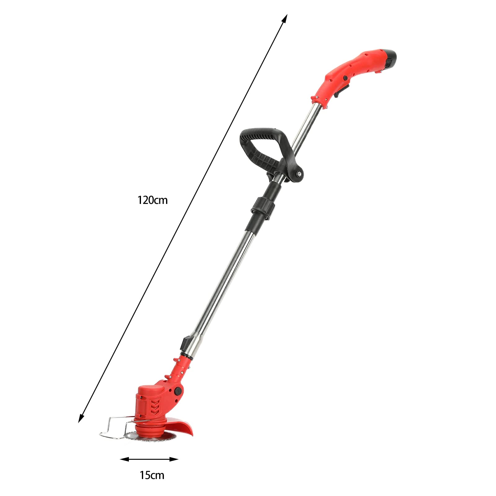 Electric Grass Trimmer, Powerful Motor Full Functional String Trimmer Cordless Weed Eater Telescopic Rod Multi-Purpose Lawn Mower 12V 2000mAh Battery 450W Brush Cutter for Garden (Red)