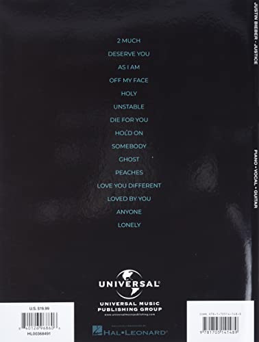 Justin Bieber - Justice: Piano/Vocal/Guitar Songbook (Hal Leonard)