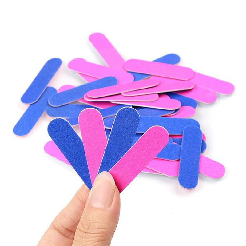XIDAJIE 100pcs Colorful Mini Nail Files Bulk, Disposable Double Sided Emery Boards Nail Art Tool Manicure Pedicure Tools for Home Salon Use