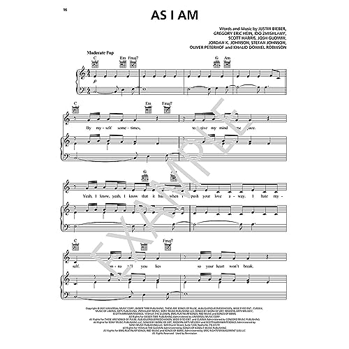 Justin Bieber - Justice: Piano/Vocal/Guitar Songbook (Hal Leonard)