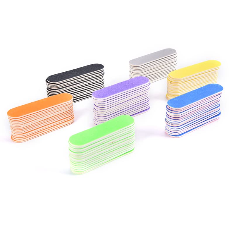 XIDAJIE 100pcs Colorful Mini Nail Files Bulk, Disposable Double Sided Emery Boards Nail Art Tool Manicure Pedicure Tools for Home Salon Use