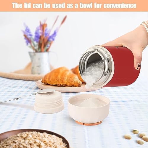 CUPADA Cat Scratch Surface Food Jar, Cute Cartoon Funny Insulated Hot Food Jars Vacuum 17OZ with Folding Spoon for Work Trip Picnic Camping