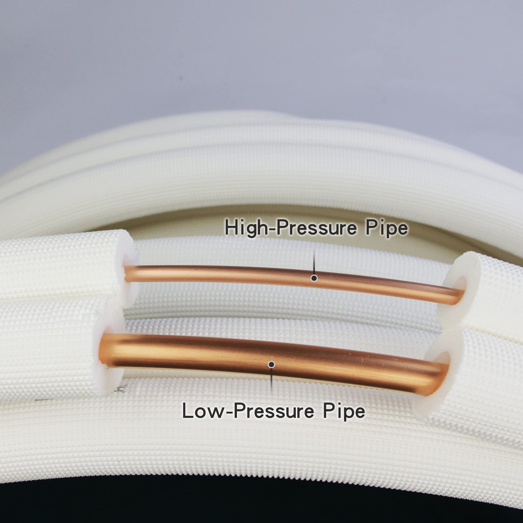 33ft Length Mini Split Line Set,3/8" 5/8" OD Copper Pipes Tubing and 3/8 White PE Thickened Insulated Coil with Flared Nuts for Mini Split Air Conditioner HVAC or Heat Pump System. (33FT(3/8+5/8))