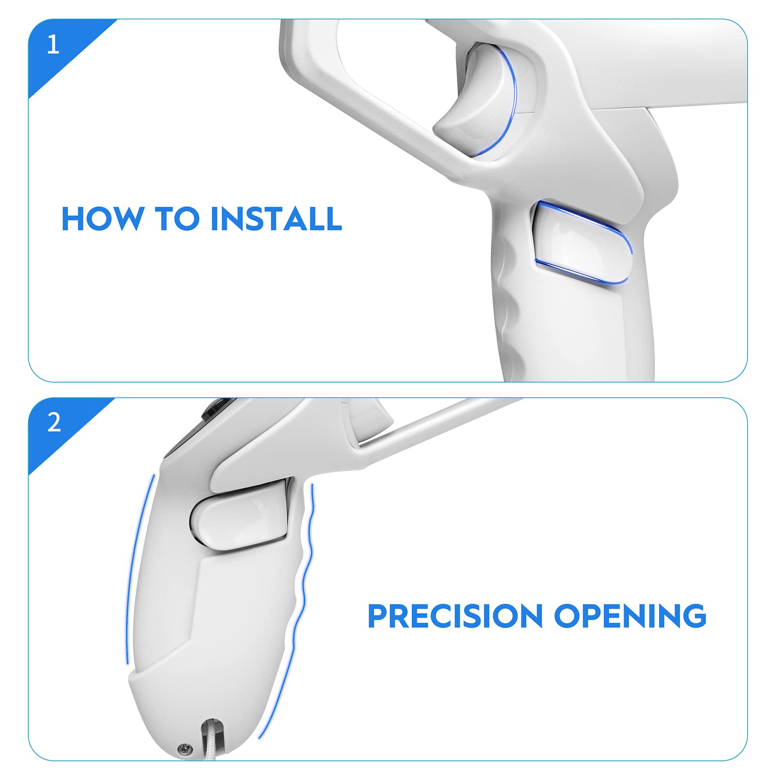 YRXVW Weighted PistoI Grip VR Stock Controller Accessories for Oculus Quest 2, Controller Grips, Enhanced FPS Games Experience Holding Feels, Anti Slip Handle Shell Cover Protector-White