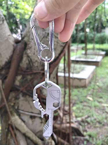 24- in-1 Key Shaped Pocket Tool, Keychain Multitool with Key Chain, Outdoor Keychain Tool, Best Gift for Dad, Husband, Boyfriend(Silver)