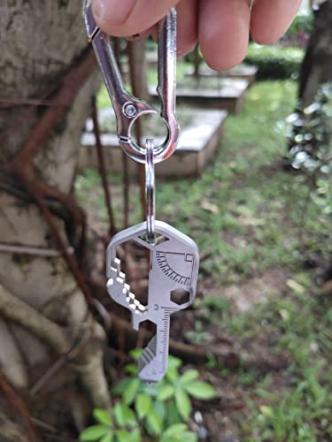 24- in-1 Key Shaped Pocket Tool, Keychain Multitool with Key Chain, Outdoor Keychain Tool, Best Gift for Dad, Husband, Boyfriend(Silver)