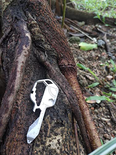 24- in-1 Key Shaped Pocket Tool, Keychain Multitool with Key Chain, Outdoor Keychain Tool, Best Gift for Dad, Husband, Boyfriend(Silver)