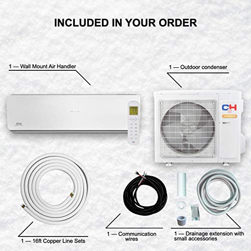 Cooper & Hunter Hyper Heat 18,000 BTU, 20 SEER 10.3 HSPF Ductless Mini-Split Air Conditioner -22F Heat Pump with 16FT Copper Line Set and Communication Wires
