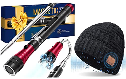 Gifts for Men-Bluetooth Beanie Hat Men and Women Stocking Stuffers for Husband Teen Boy HIM and Magnetic Pickup Tool LED Light|Christmas Tool Gifts for Men