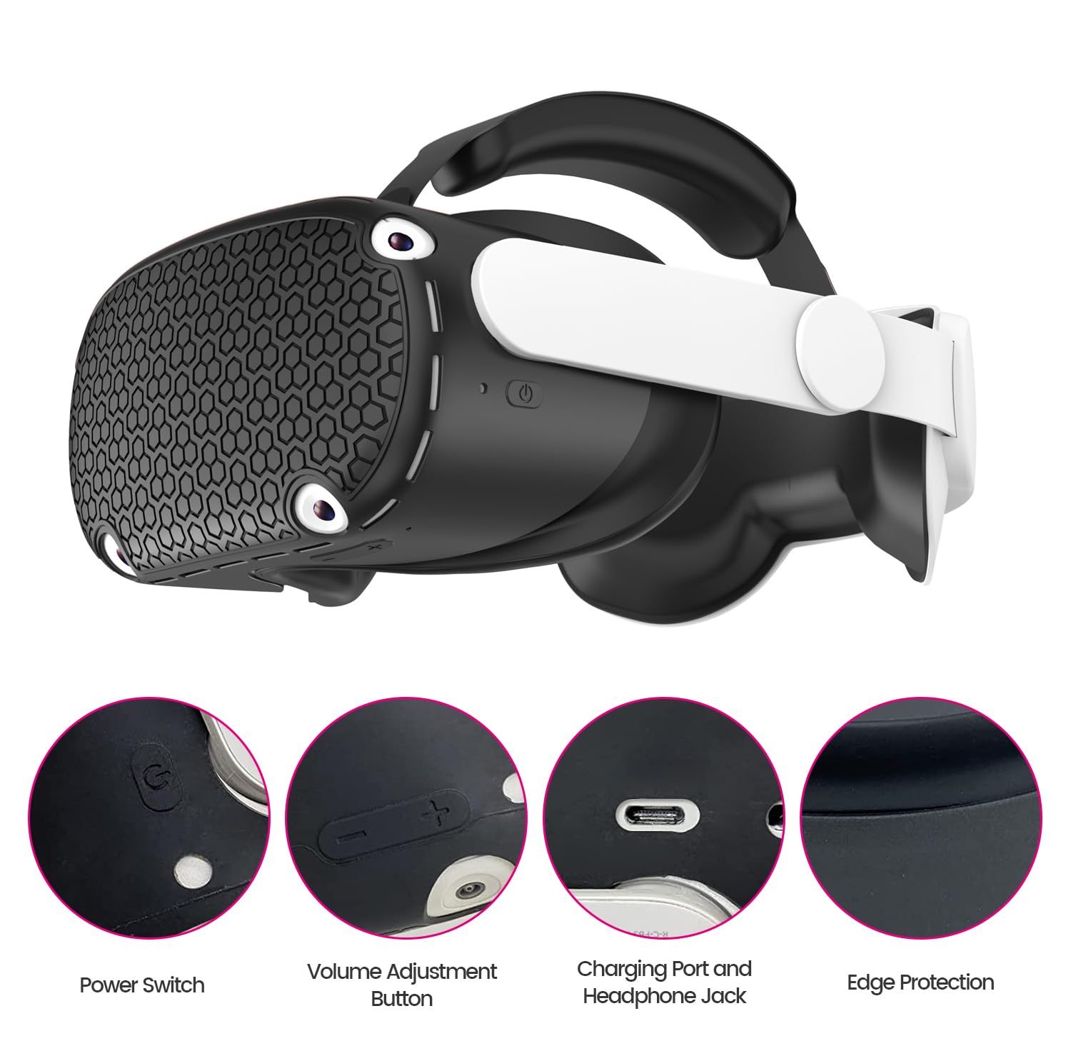 Gwyoneaon Protective Cover for Oculus/Meta Quest 2 Accessories, Silicone Controllers Grip Cover Protector, Soft Shell Skin with Face Cover and Lens Cover (Black)