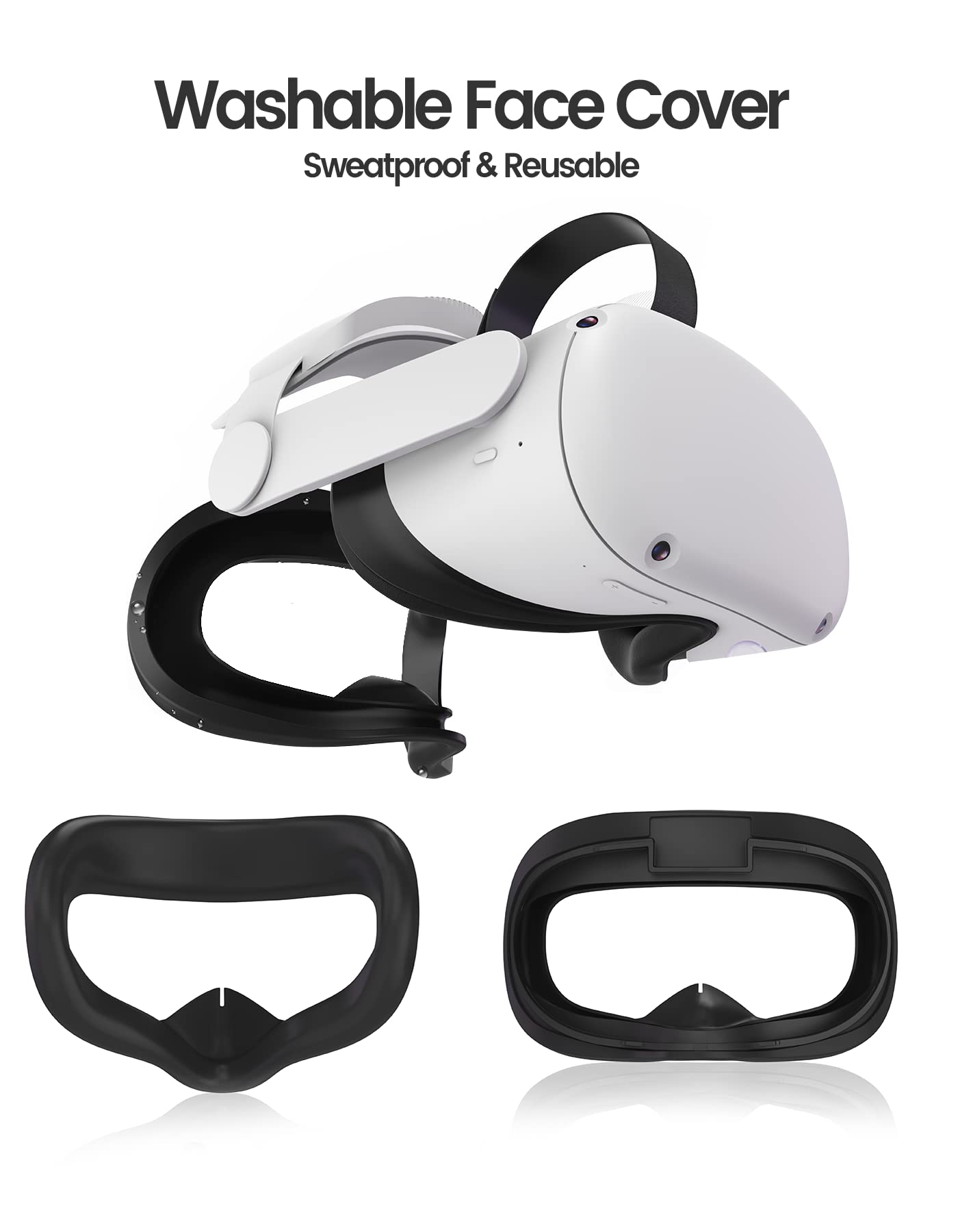 Gwyoneaon Protective Cover for Oculus/Meta Quest 2 Accessories, Silicone Controllers Grip Cover Protector, Soft Shell Skin with Face Cover and Lens Cover (Black)