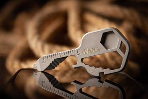 Wizzle EDC MultiTool - 24 in 1 Keychain Accessory, Pocket Size Multipurpose Solution for Camping and Fishing, Screwdriver, Bottle Opener, Hex Wrench Tool, TSA Compliant Ideal Gift for Men Silver Steel