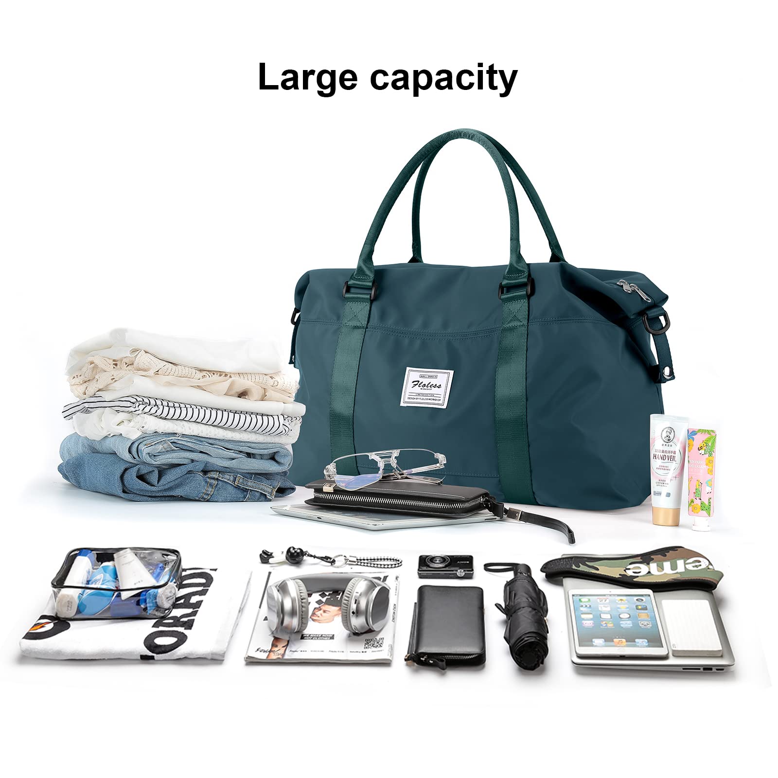 Travel Duffel Bag,Sports Tote Gym Bag,Shoulder Weekender Overnight Bag for Women
