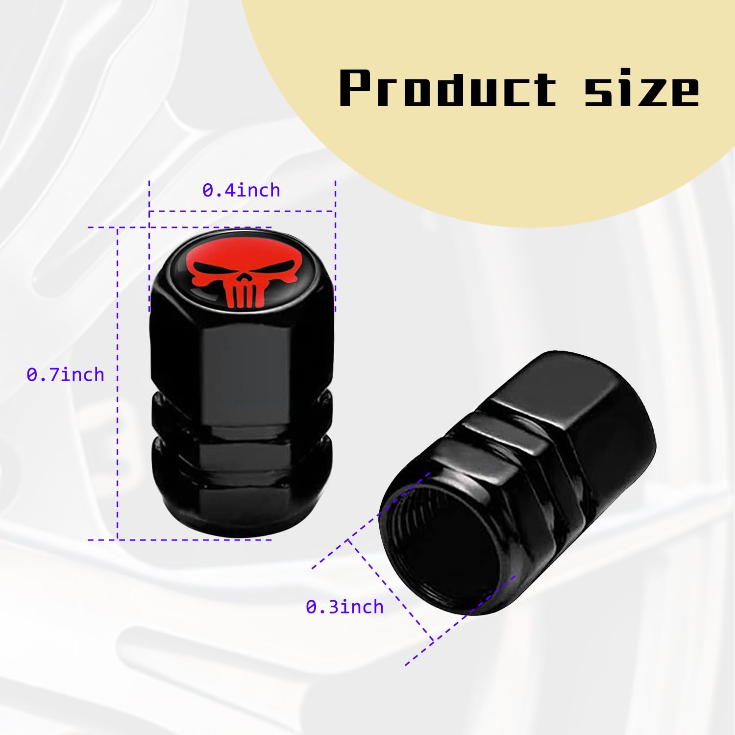 ZKFAR Pack-4 Skull Car Wheel Tire Valve Stem Caps, Universal Dust Proof Valve Stem Covers, Car Air Valve Caps Cover (Red)