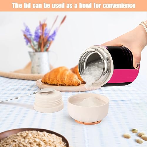CUPADA Sculpture Cat Cool Food Jar, Art Design Insulated Hot Food Jars Vacuum 17OZ with Folding Spoon for Work Trip Picnic Camping