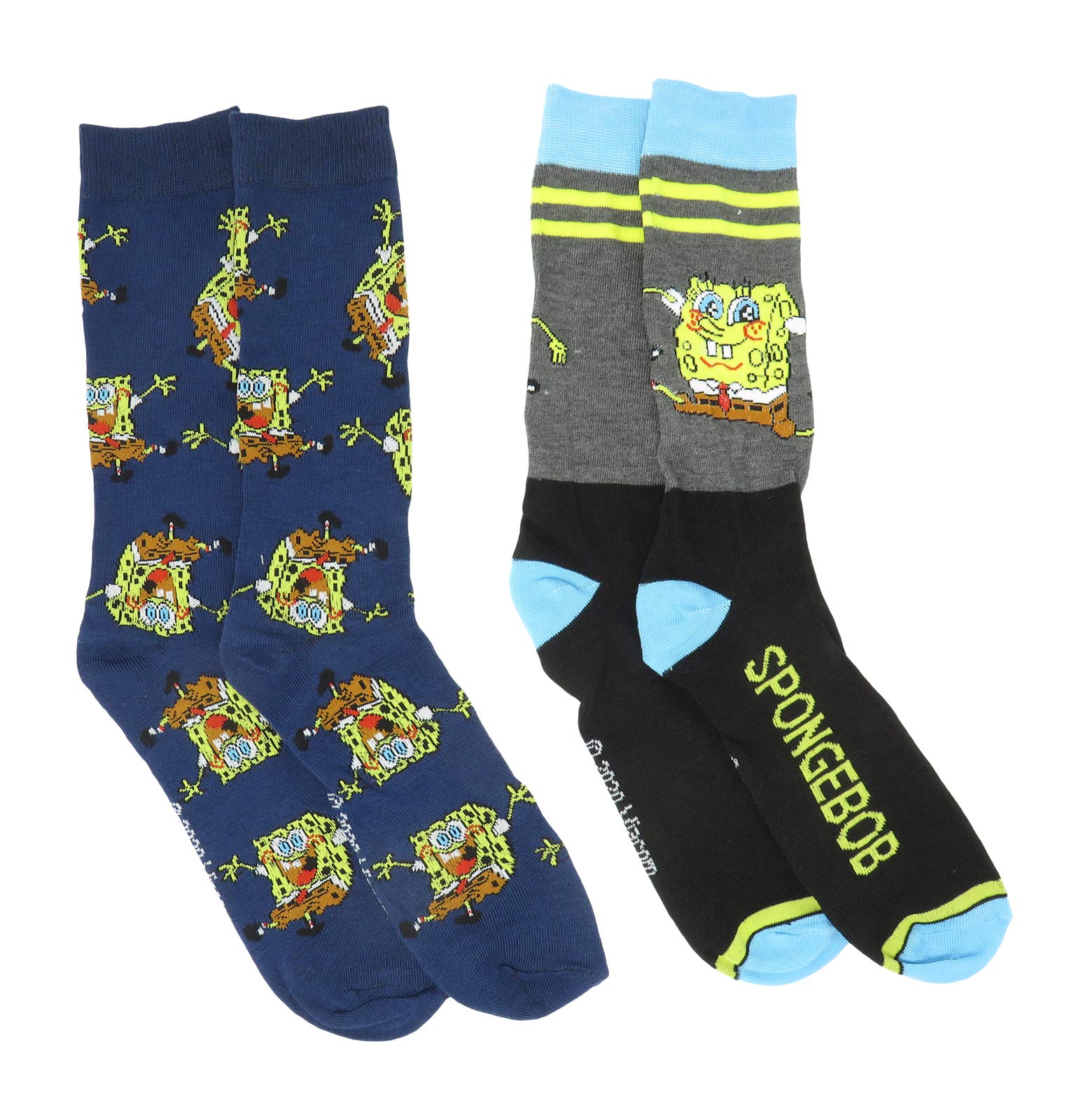 Hyp Spongebob Squarepants Allover Print Men's Crew Socks 2 Pair Pack