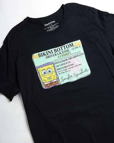 Nickelodeon Men's Graphic Tee - Spongebob Squarepants and Patrick Star Bikini Bottom Short Sleeve T-Shirt (Sizes: S-XXL), Size X-Large, Spongebob Black