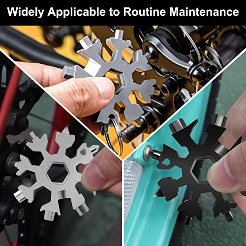 18-in-1 Snowflake Multitool, 9 Packs Stainless Steel Snowflake Wrench/Bottle Opener/Screwdriver Kit, Stainless Steel Portable Star Tool for Christmas Great Gifts