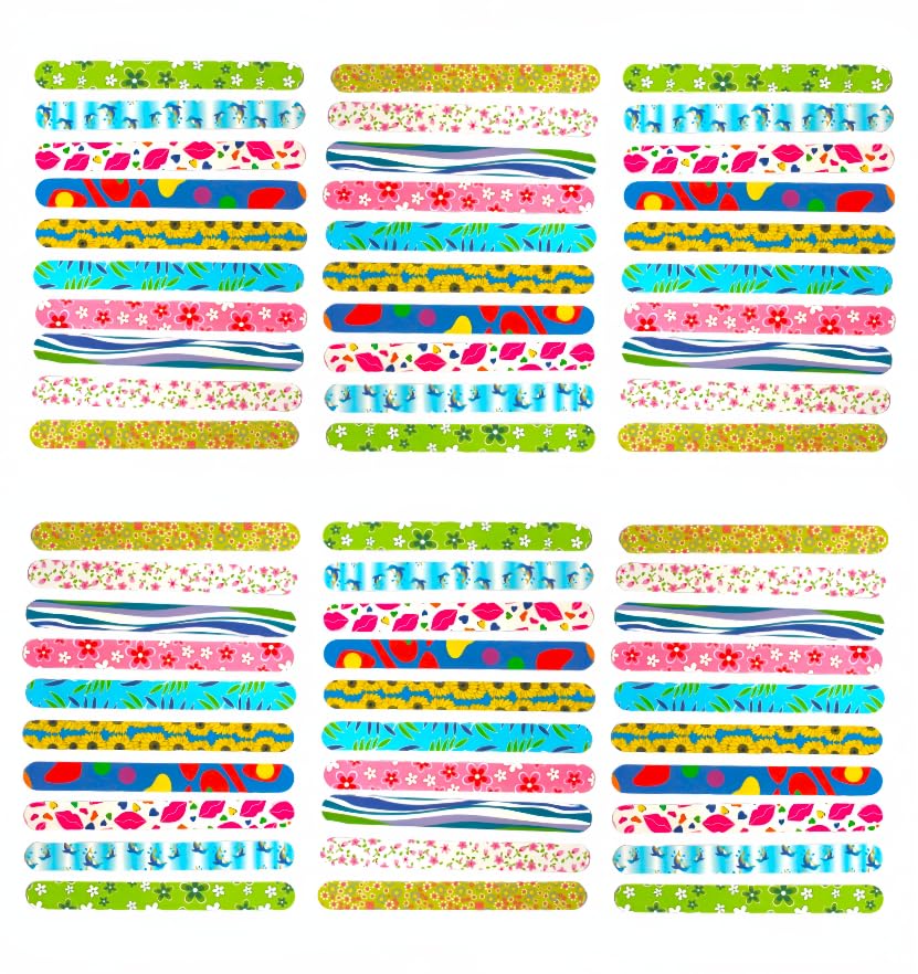 60 Pcs 7inch Double Sided Nail Files,Professional Emery Boards for Nails Emery Rainbow Colorful Floral Bulk Suitable for Women,Girls Home Salon Use(Colorful, 60)