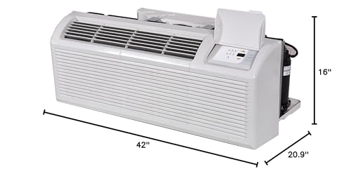 Klimaire PTAC 12,000 BTU Air Conditioner Heat Pump R-32 with Remote Control & 3.5 kW Electric Heater -230V