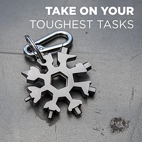 Alltul Snowflake MultiTool by KeySmart - 18 in 1 Mini Snowflake Pocket Tool - Stainless Steel Mini Multitool for Outdoor Sports, Camping and Travel - Great Gift Idea for Men