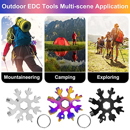 18-in-1 Snowflake Multitool, 9 Packs Stainless Steel Snowflake Wrench/Bottle Opener/Screwdriver Kit, Stainless Steel Portable Star Tool for Christmas Great Gifts