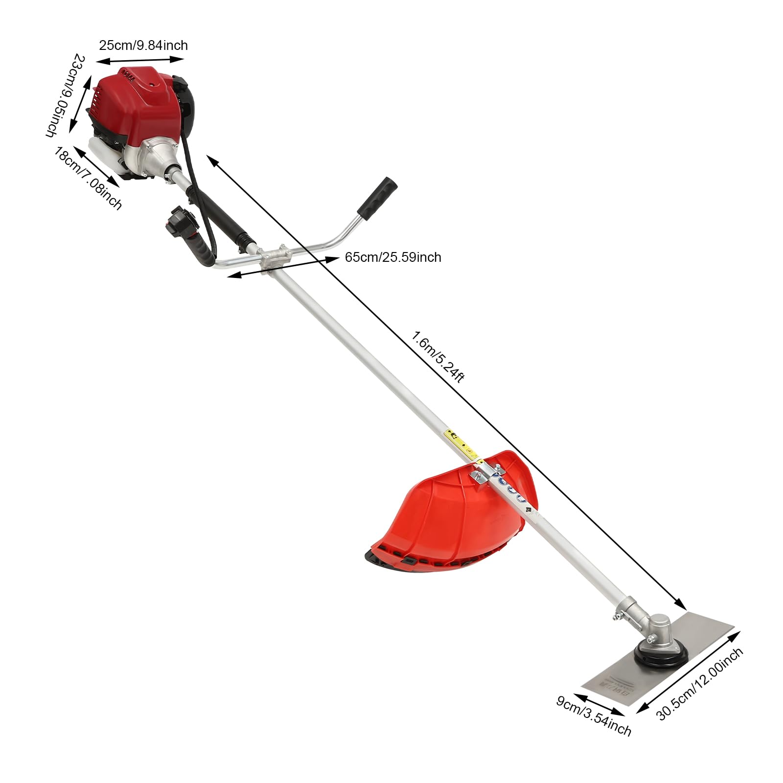 CheriMuMu Gas Powered Brush Cutter, 38.3CC Cordless Weed Wacker 2 in 1 Gas String Trimmer and Grass Trimmer 4-Cycle Weed Eater for Garden Yard, 1100W Marine Propeller