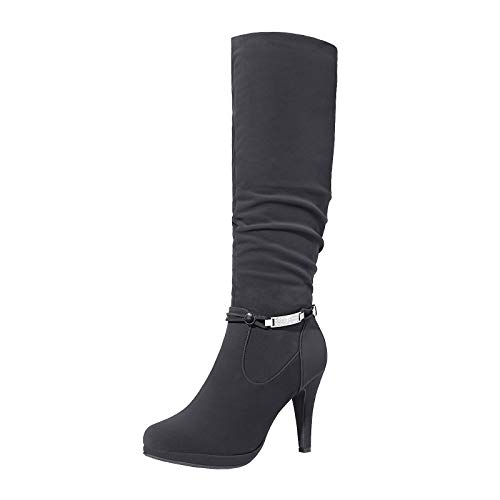 DREAM PAIRS Women's Sarah Navy New Knee High Platform Heel Boots Size 7.5 M US