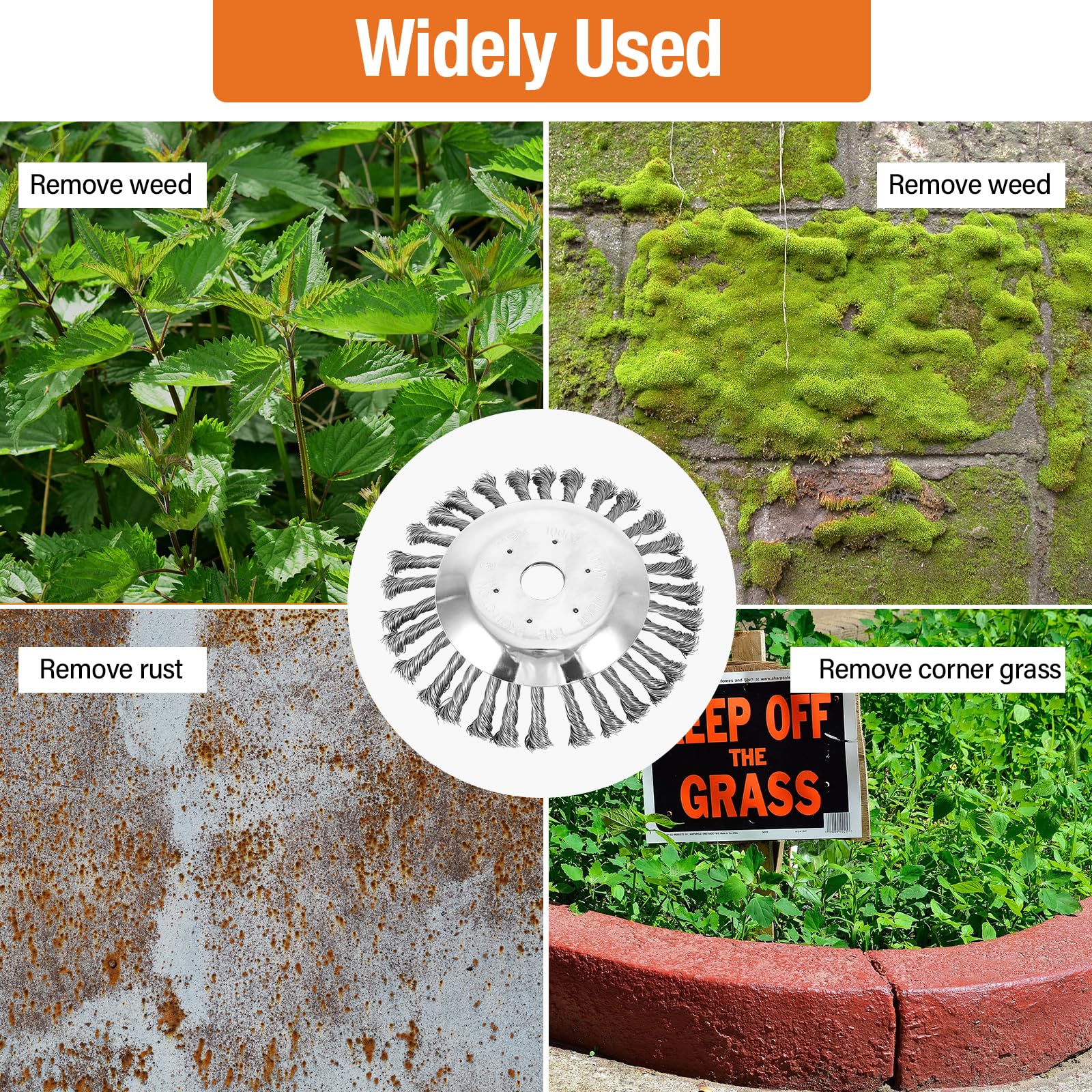 Barafat 8Inch Steel Weed Eater Trimmer Head, Wire Rotary Brush Weed Blade Cutter with Universal Adapter Kit Compatible with Stihl, Husqvarna, Gardening Lawnmower, Moss Grass Rust Removal