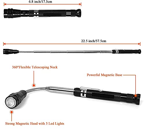 Magnetic Pickup Tool with LED-Telescoping Magnet Pick Up Gadget Tool for Men, DIY Handyman by QPEY