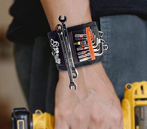 SuZhi Magnetic Wristband for Holding Screws, Magnetic Tool Holder Strip, Magnetic Screw Holder -15pcs Strong Magnets for Holding Screws,Nails for reparing Under The car, Climbing high