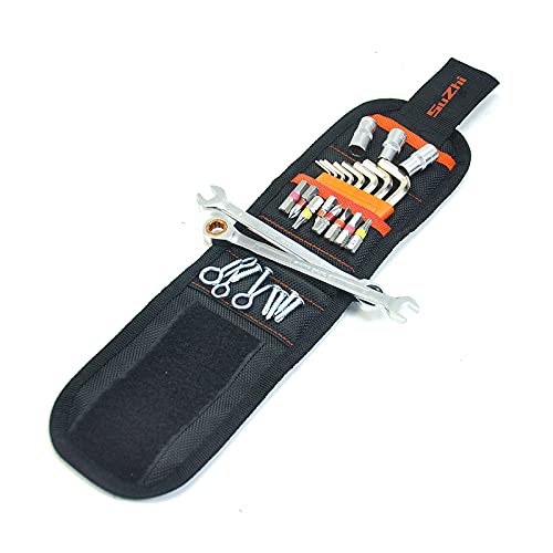 SuZhi Magnetic Wristband for Holding Screws, Magnetic Tool Holder Strip, Magnetic Screw Holder -15pcs Strong Magnets for Holding Screws,Nails for reparing Under The car, Climbing high