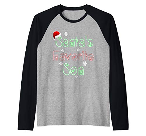 Santa's Favorite Son Stocking Stuffer X-Mas Gift Raglan Baseball Tee