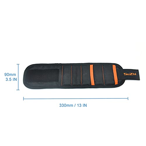 SuZhi Magnetic Wristband for Holding Screws, Magnetic Tool Holder Strip, Magnetic Screw Holder -15pcs Strong Magnets for Holding Screws,Nails for reparing Under The car, Climbing high