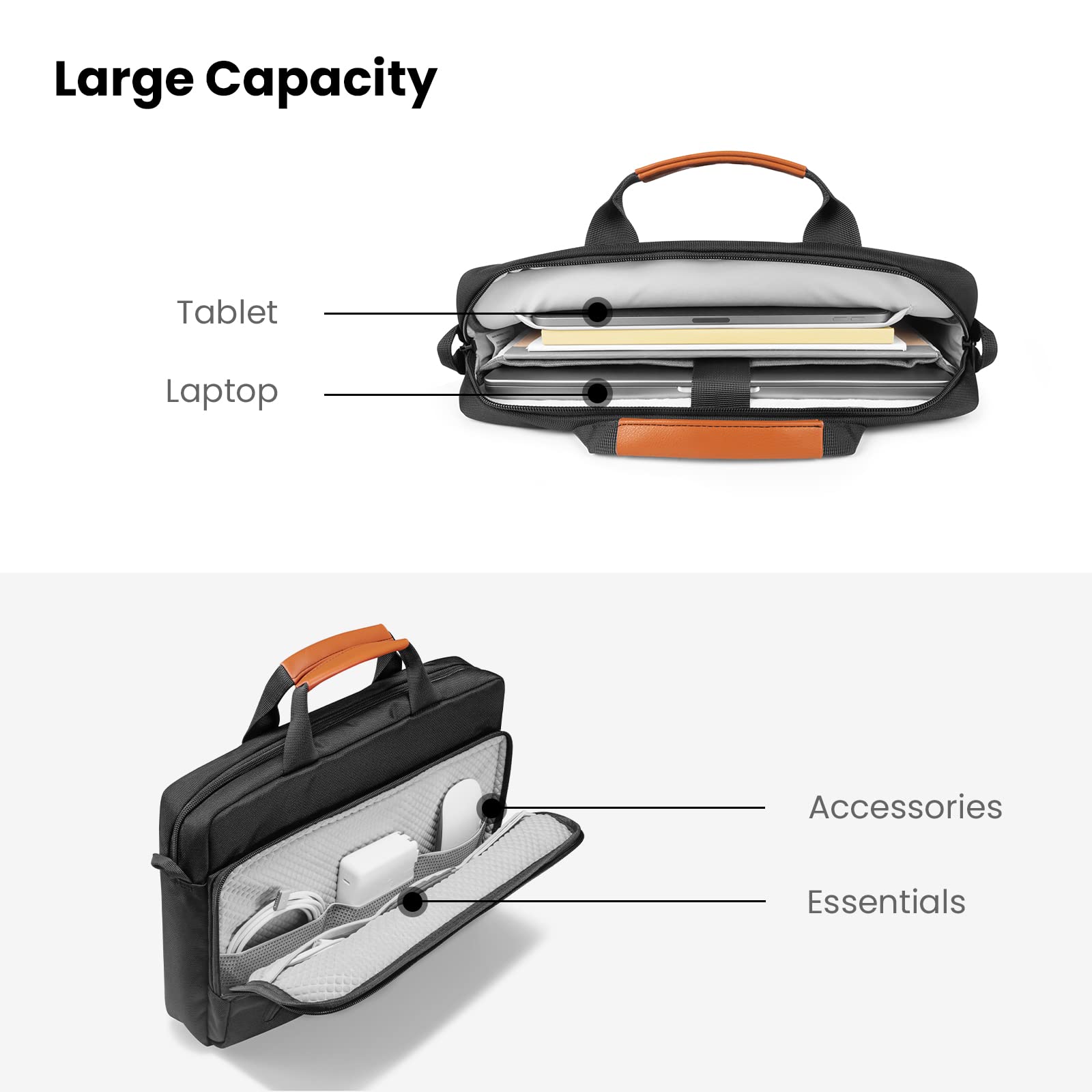 tomtoc Protective Laptop Shoulder Bag for 13-14 Inch MacBook Air/Pro, 13.4-14.4 Surface Laptop Studio/7/6/5/4/3, HP Chromebook 14, Acer Aspire 14, ASUS Zenbook 14, Dell Inspiron 14, Business Briefcase