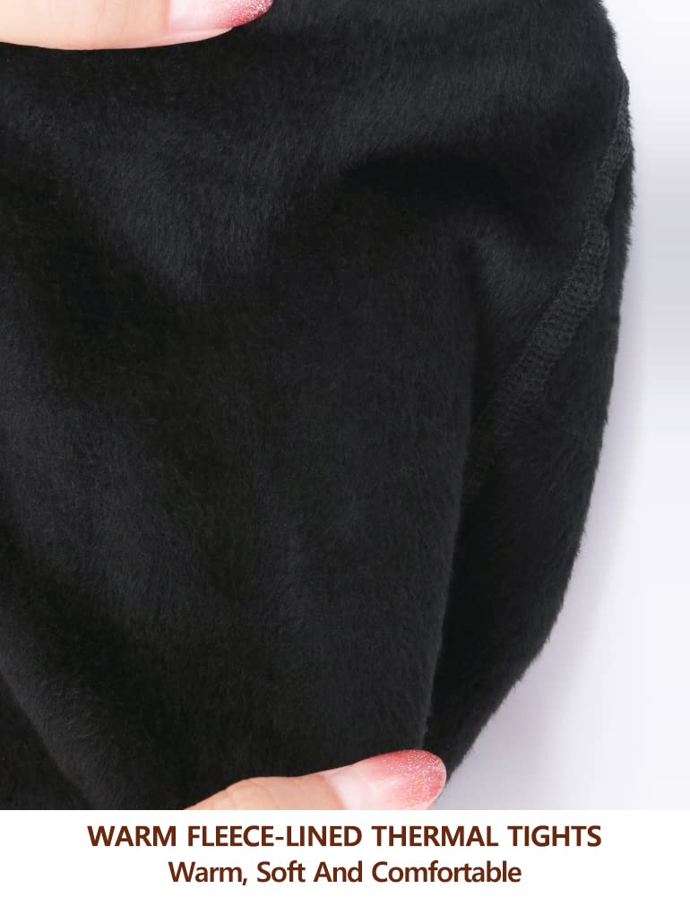 VERO MONTE 1 Pair Womens Opaque Fleece Lined Tights Plus Size Pantyhose (BLACK)