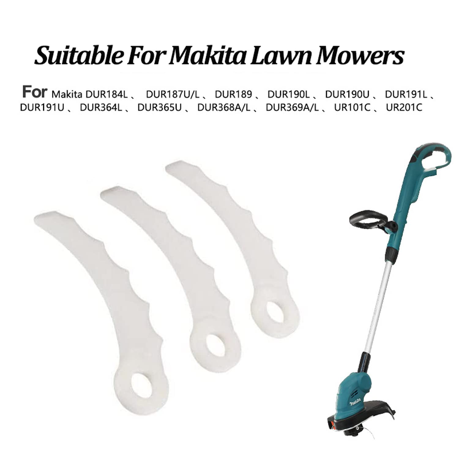 10Pcs Lawn Trimmer Plastic Blades for Knives 198426-9 198383-1 DUR368AZ DUR369AZ DUR368LZ Cutter Head 255mm Cordless Grass Strimmer Replacement Parts