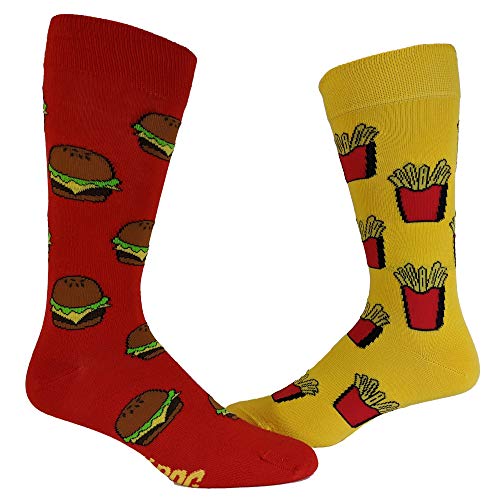 Crazy Dog T-Shirts Men's Burger And Fries Socks Funny Junk Food Backyard Cookout Vintage Novelty Footwear
