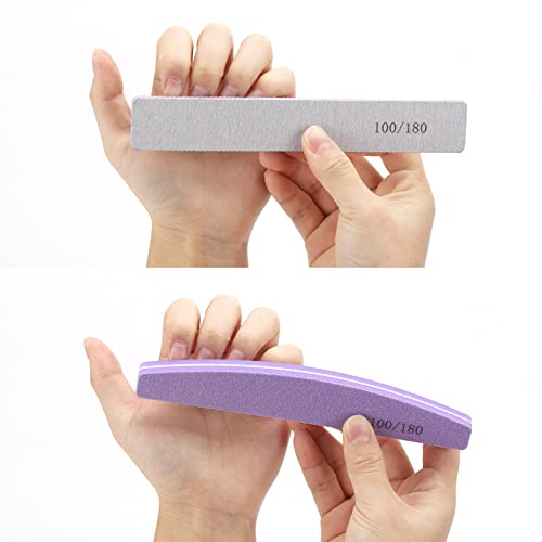 35 Count 100/180 Grit Nail Files and Buffers Kit, Sponge Nail Buffing Blocks Double Sided Emery Boards for Acrylic Nails