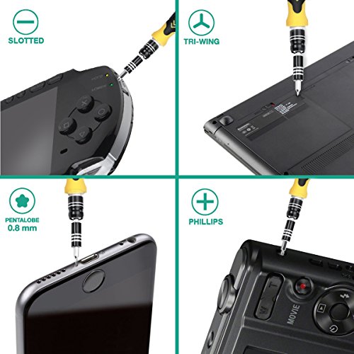 ORIA Precision Screwdriver Kit, 60 in 1 with 56 Bits Screwdriver Set, Magnetic Driver Kit with Flexible Shaft, Extension Rod for Mobile Phone, Smartphone, Game Console, Tablet, PC, Yellow
