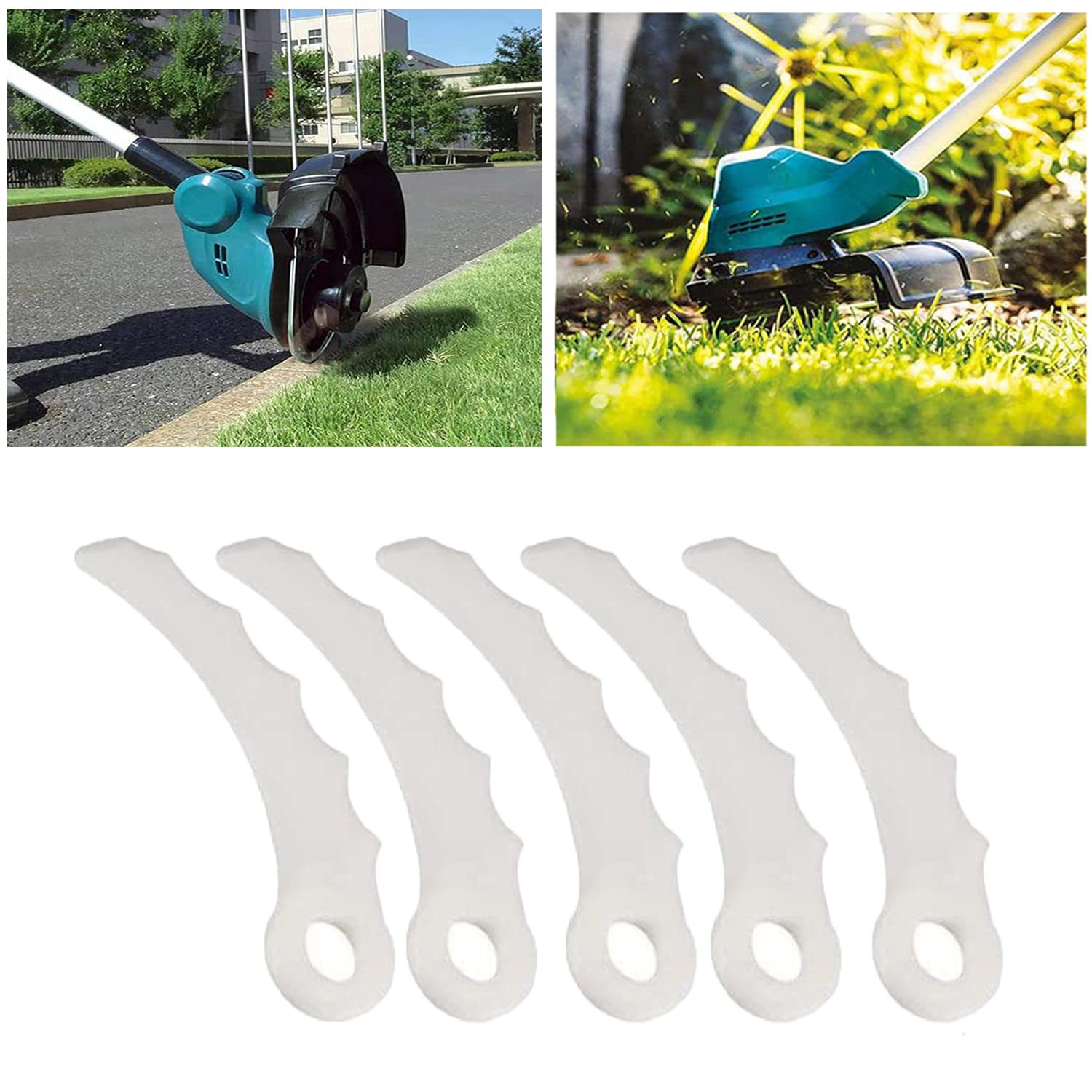 10Pcs Lawn Trimmer Plastic Blades for Knives 198426-9 198383-1 DUR368AZ DUR369AZ DUR368LZ Cutter Head 255mm Cordless Grass Strimmer Replacement Parts