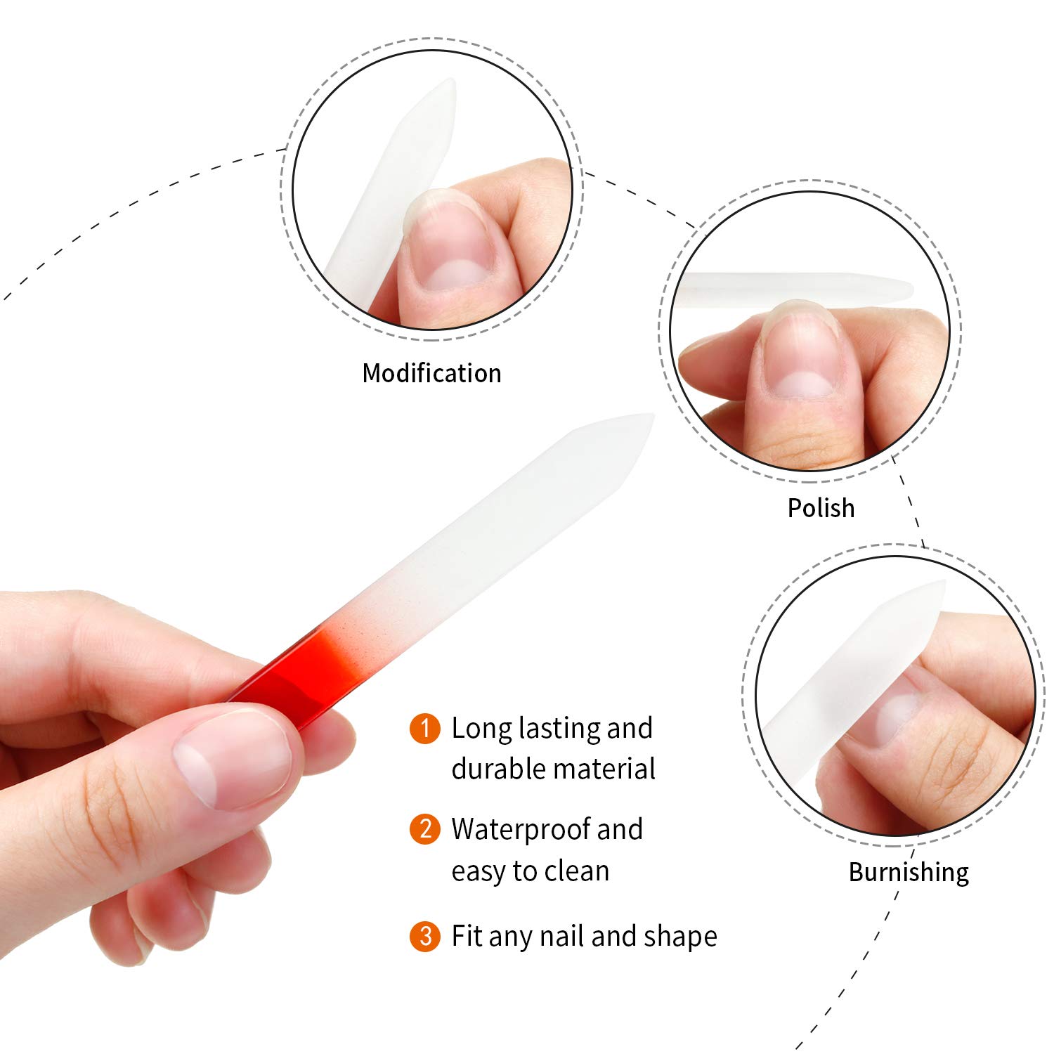 Honoson 24 Pcs Crystal Glass Nail Files Czech Glass Fingernail Files Professional Manicure Tool for Natural Nails, Gradient Rainbow Color Buffer Nail Care for Salon Gift, 9 x 1 x 0.3 cm(Classic Color)
