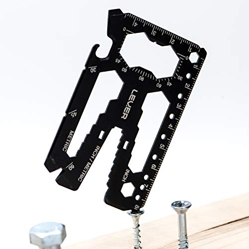 Lever Gear Toolcard Pro - 40 in 1 Credit Card Multitool. Slim, Minimalist Survival Card Wallet Tool Card. TSA Approved Multitool Card Pocket Tool. (Black)