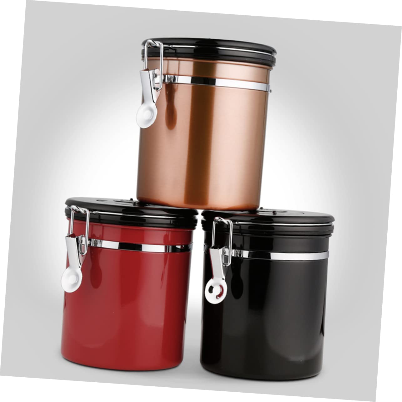 Luxshiny Coffee Bean Container Coffee Bean Canister Stainless Steel Snack Containers Metal Coffee Canister Coffee Bean Storage Container Vacuum Seal Containers Food Jar Household