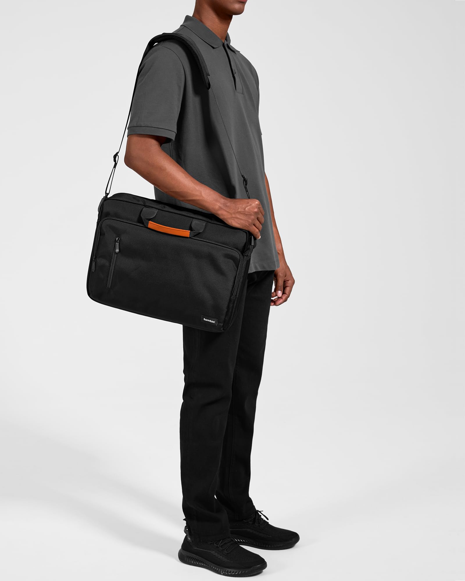 tomtoc Protective Laptop Shoulder Bag for 13-14 Inch MacBook Air/Pro, 13.4-14.4 Surface Laptop Studio/7/6/5/4/3, HP Chromebook 14, Acer Aspire 14, ASUS Zenbook 14, Dell Inspiron 14, Business Briefcase