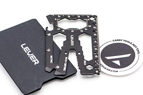 Lever Gear Toolcard Pro - 40 in 1 Credit Card Multitool. Slim, Minimalist Survival Card Wallet Tool Card. TSA Approved Multitool Card Pocket Tool. (Black)