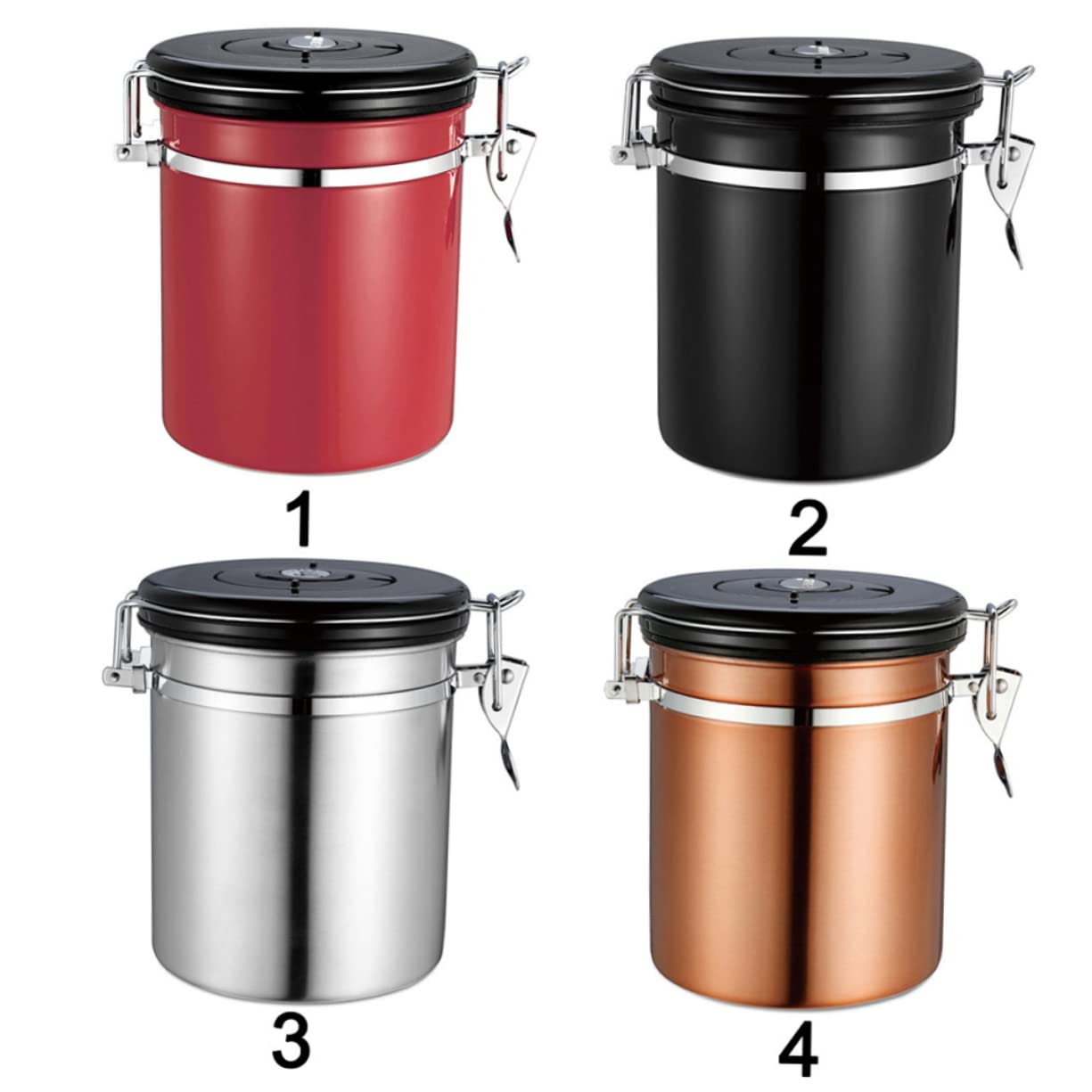 Luxshiny Coffee Bean Container Coffee Bean Canister Stainless Steel Snack Containers Metal Coffee Canister Coffee Bean Storage Container Vacuum Seal Containers Food Jar Household