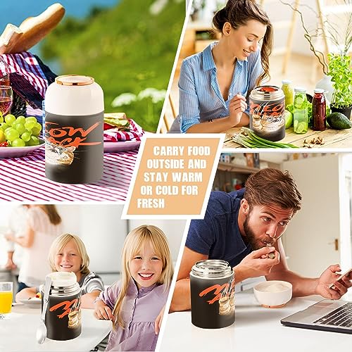 CUPADA Meow Attack Cartoon Food Jar, Cat Scratch Black Insulated Hot Food Jars Vacuum 17OZ with Folding Spoon for Work Trip Picnic Camping