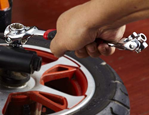 Lichamp 48-in-1 Socket Wrench, Flexible Multi Functional Dog Bone with Rubber Handle, 360 Degree Rotating Head, Any Size Standard Spanner Tool for Home Auto Repair And More