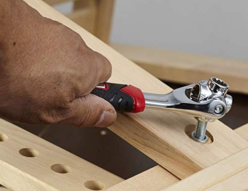 Lichamp 48-in-1 Socket Wrench, Flexible Multi Functional Dog Bone with Rubber Handle, 360 Degree Rotating Head, Any Size Standard Spanner Tool for Home Auto Repair And More
